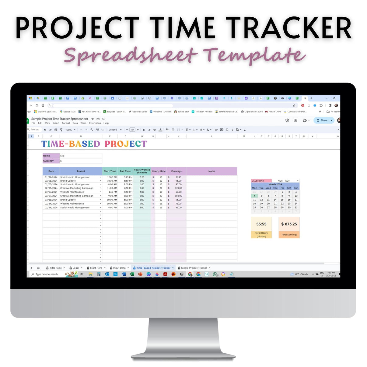 Project Time Management Spreadsheet Template – Wellness Resolve