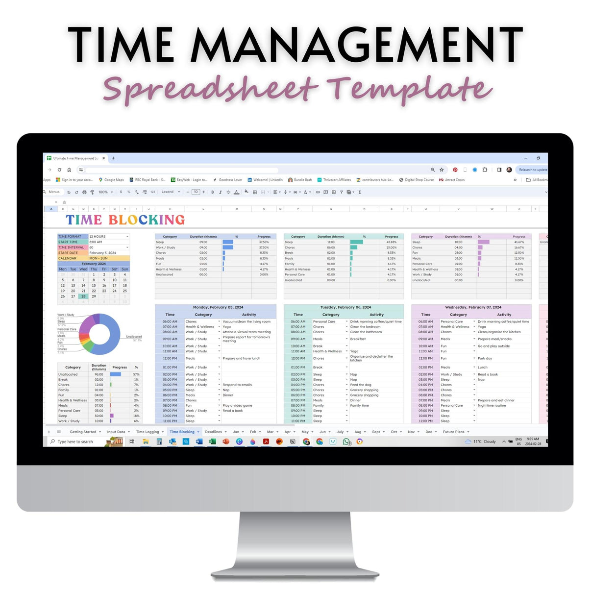 Ultimate Time Management Spreadsheet Template – Wellness Resolve
